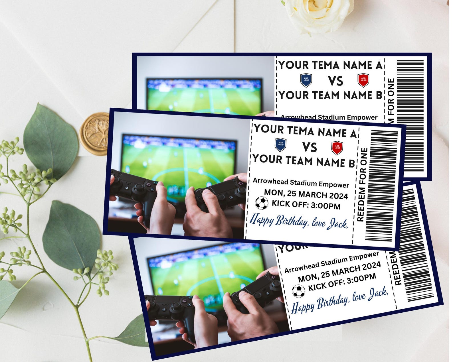 Soccer Game Ticket Template, Custom Ticket, Soccer Gift Ticket, Ticket ...