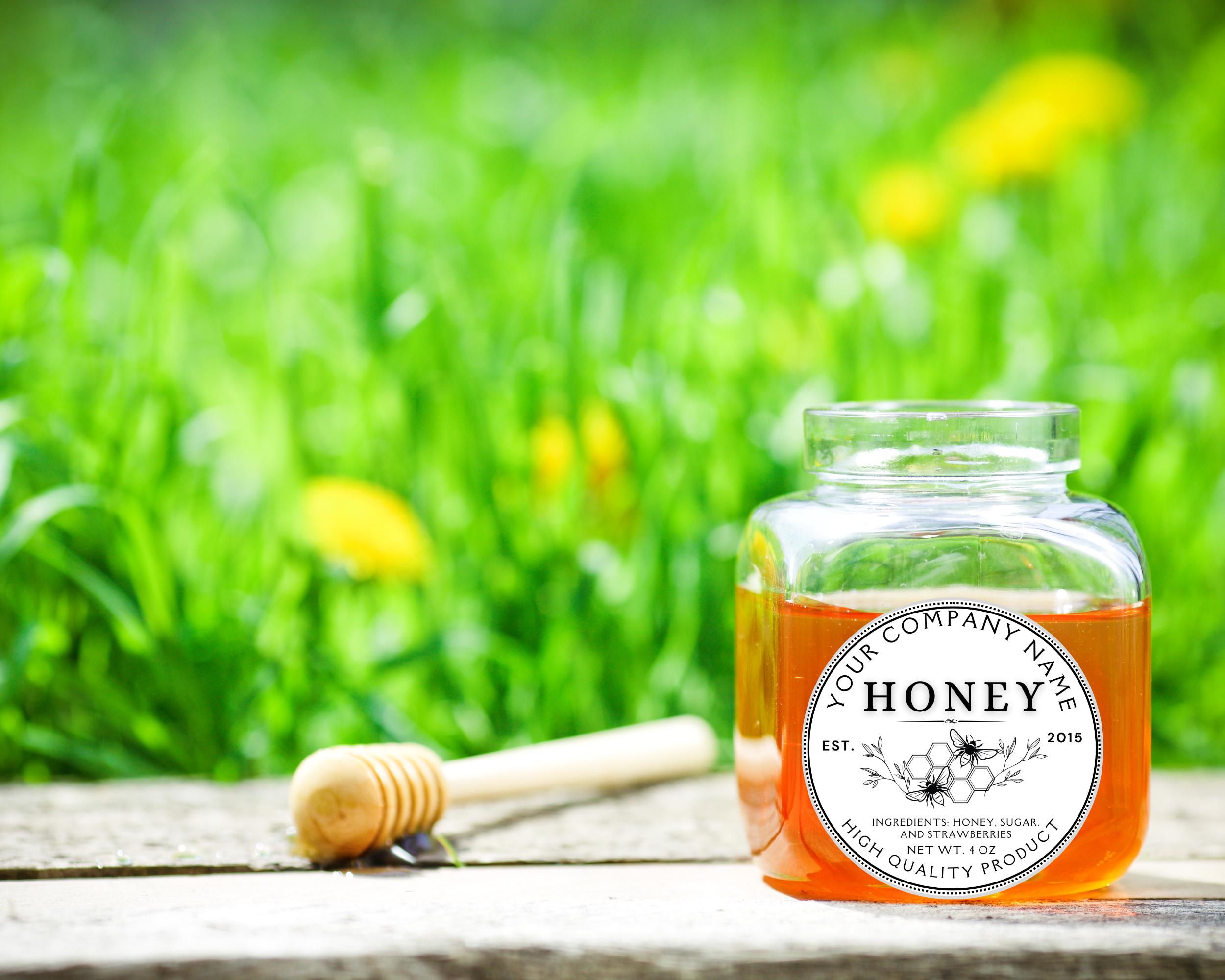 Honey Labels, Homemade Product Label, Custom Round Label, Honey Round ...