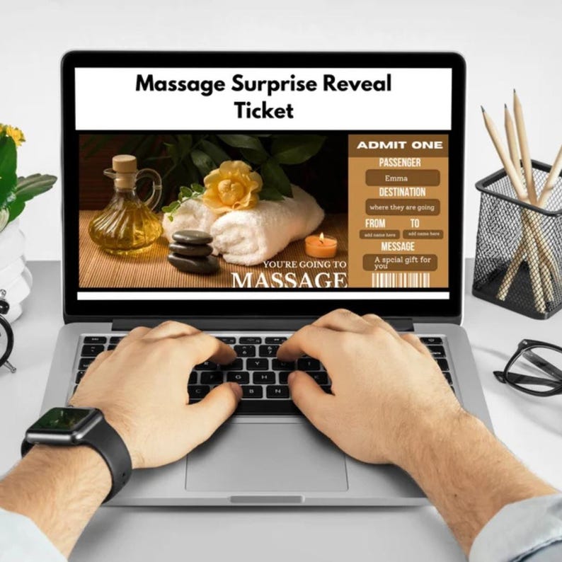 Massage Surprise Reveal Ticket Template, Custom Ticket, Massage ...