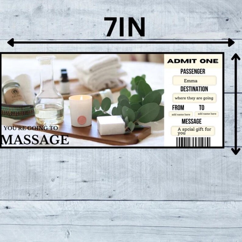 Massage Surprise Reveal Ticket Template, Custom Ticket, Massage ...
