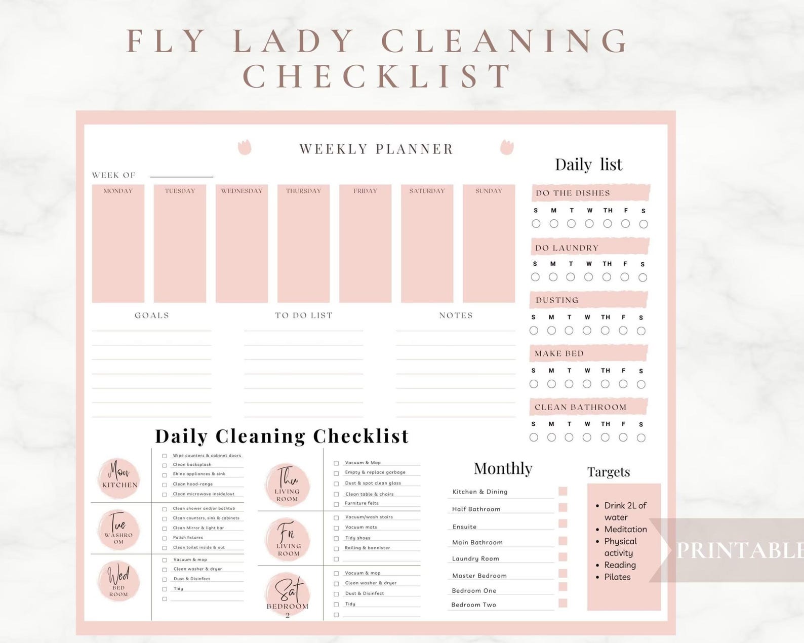 Fly Lady Cleaning Schedule, Fly Lady Printables, Flylady Cleaning ...