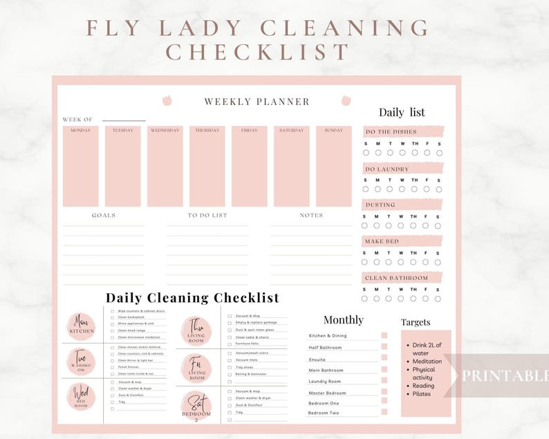 Fly Lady Cleaning Schedule, Fly Lady Printables, Flylady Cleaning ...