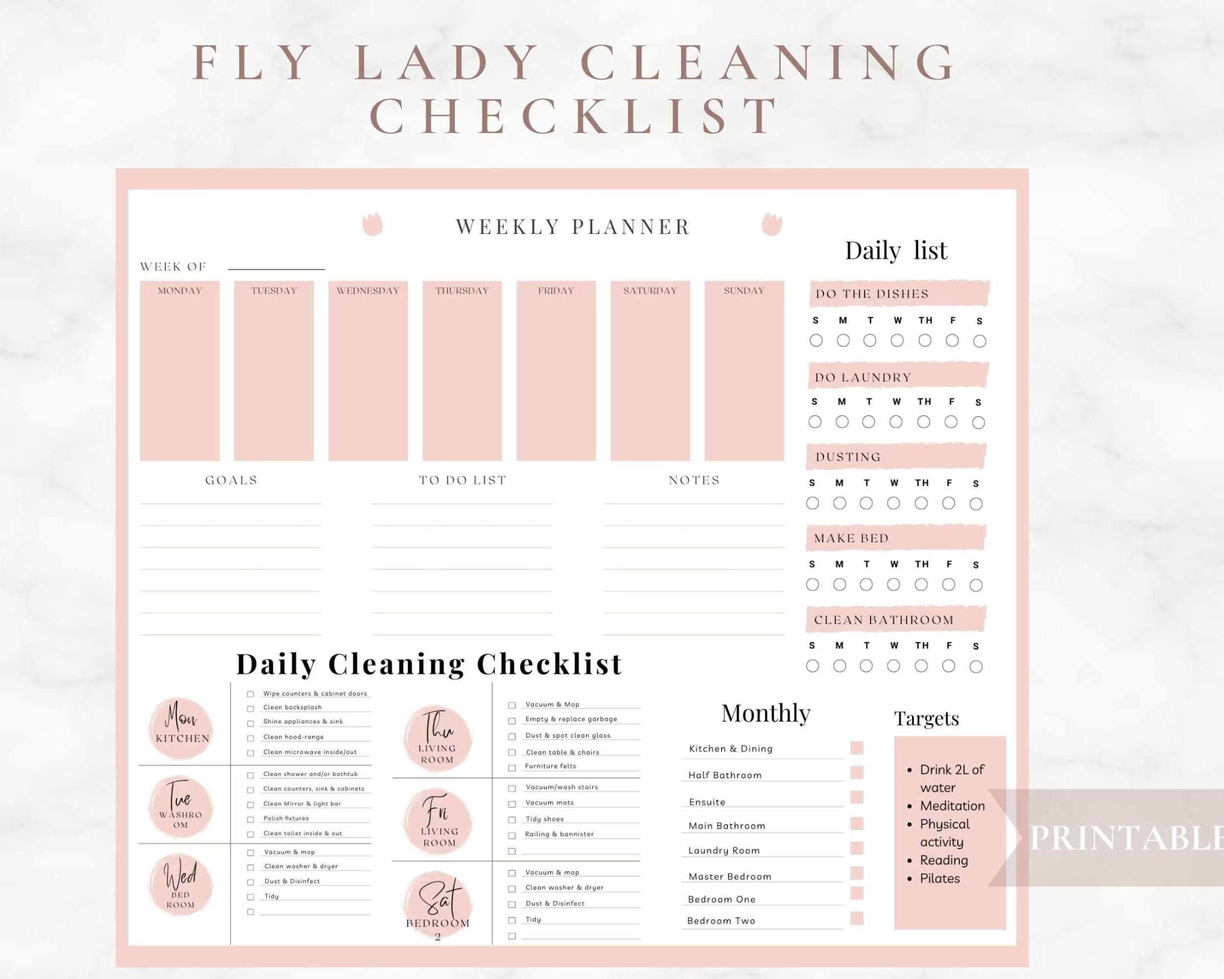 Fly Lady Cleaning Schedule, Fly Lady Printables, Flylady Cleaning ...