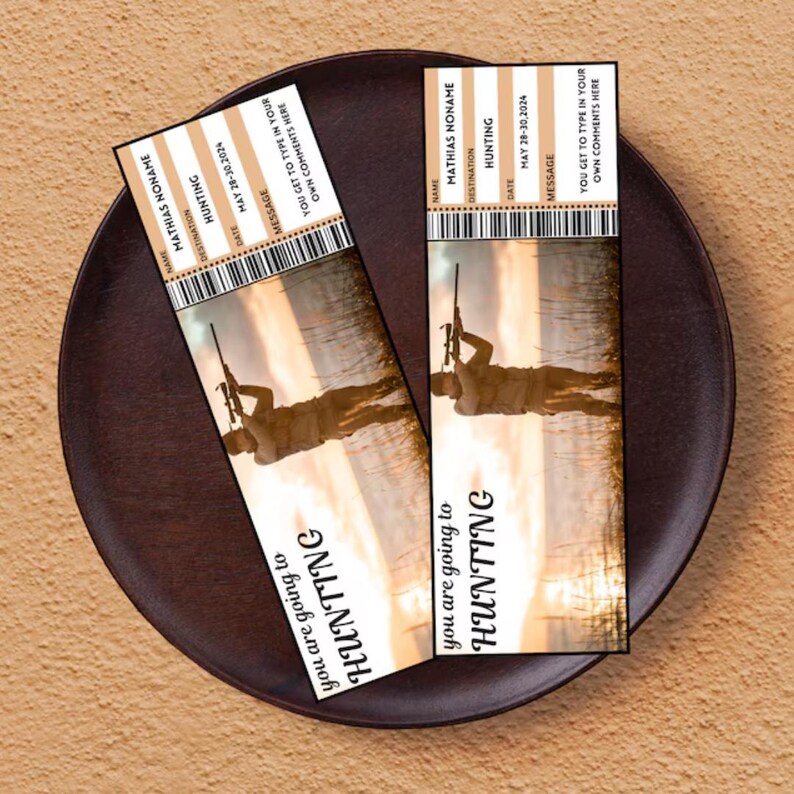 Printable Hunting Trip Surprise Ticket, Surprise Vacation Trip Ticket ...