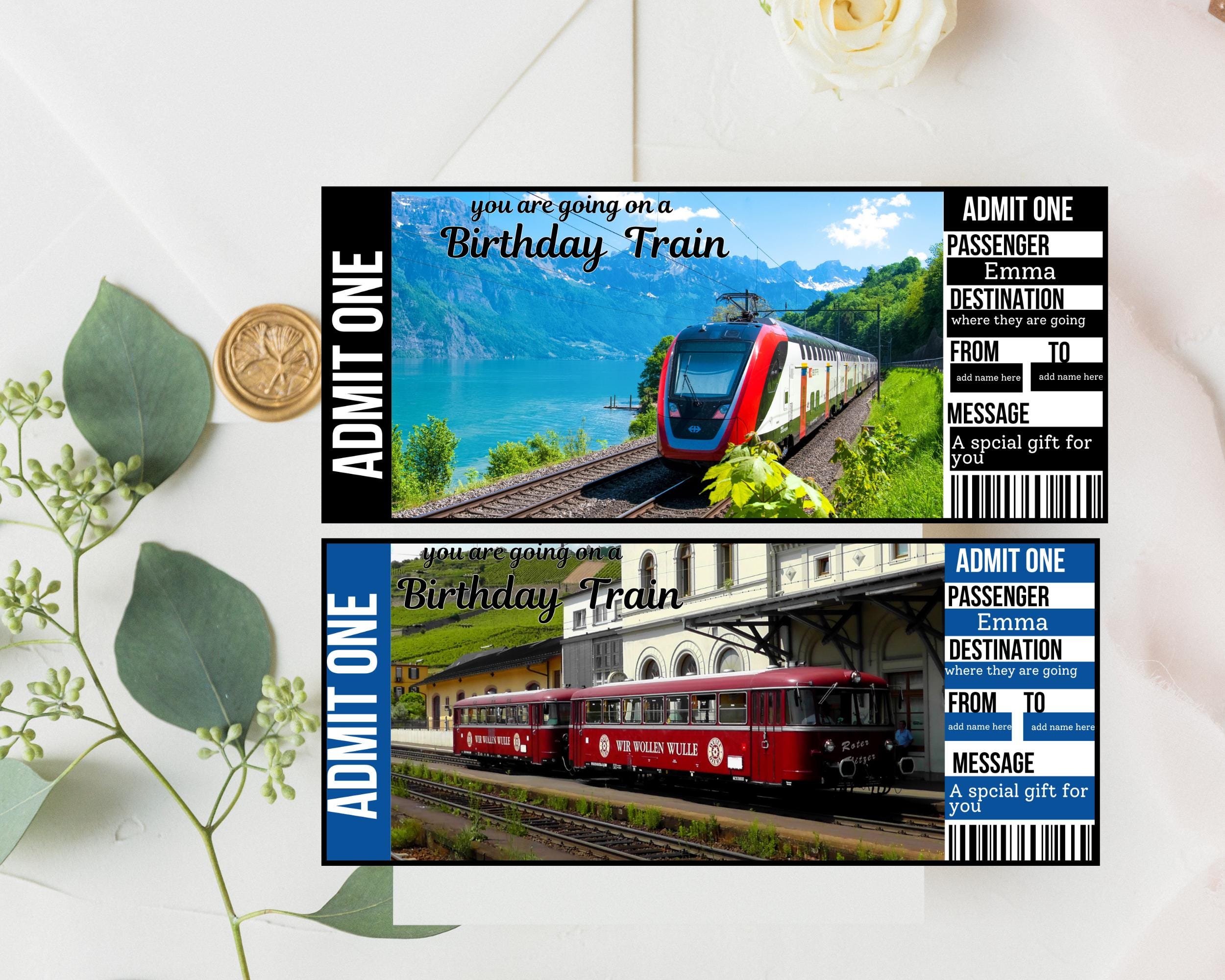 Birthday Train Ticket Template,train Ticket, Boarding Ticket, Ticket ...