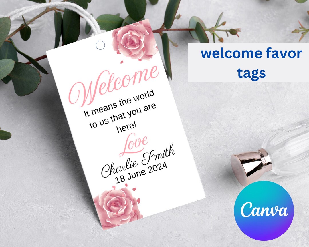 Editable Welcome Favor Tags, Wedding Welcome Tag, Minimalist Welcome ...
