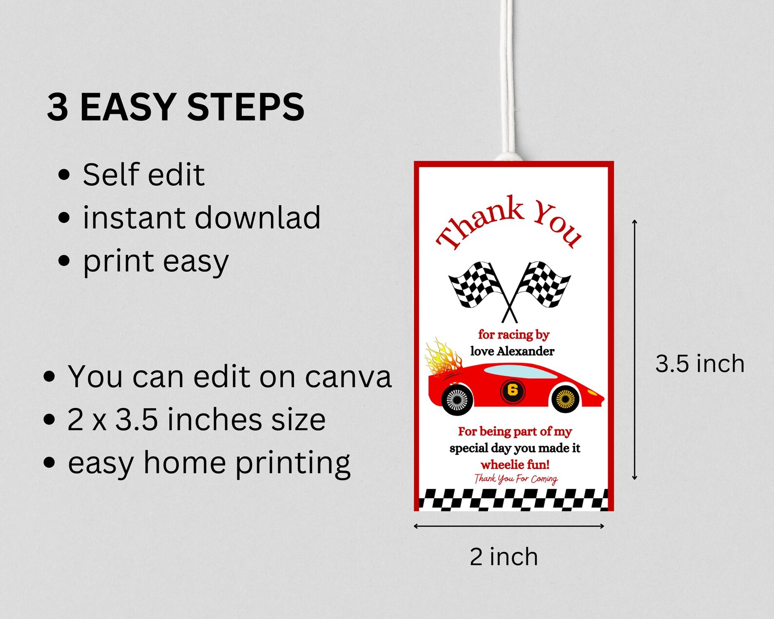 Race Car Favor Tags,two Fast Gift Tags,boy 2nd Birthday Party Thank You ...