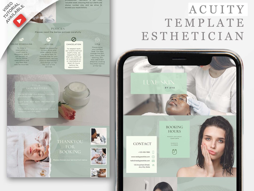 Acuity Template Esthetician, Acuity Scheduling Template Hair Stylist ...