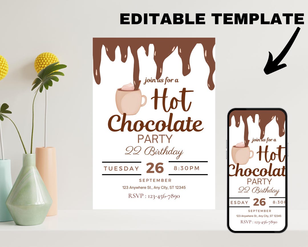 Chocolate Party Invitation, Digital Invitation, Christmas Invitation ...