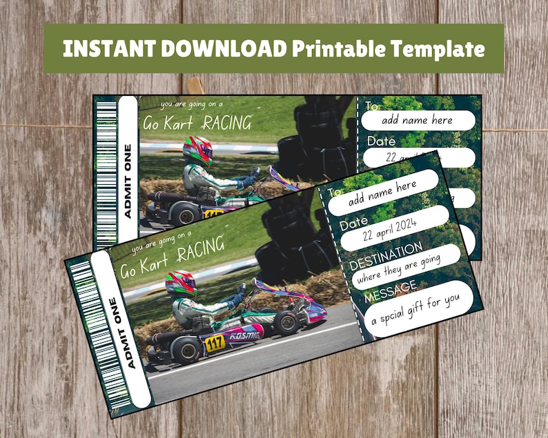 Go Kart Racing Ticket Template, Ticket Template, Voucher Template ...