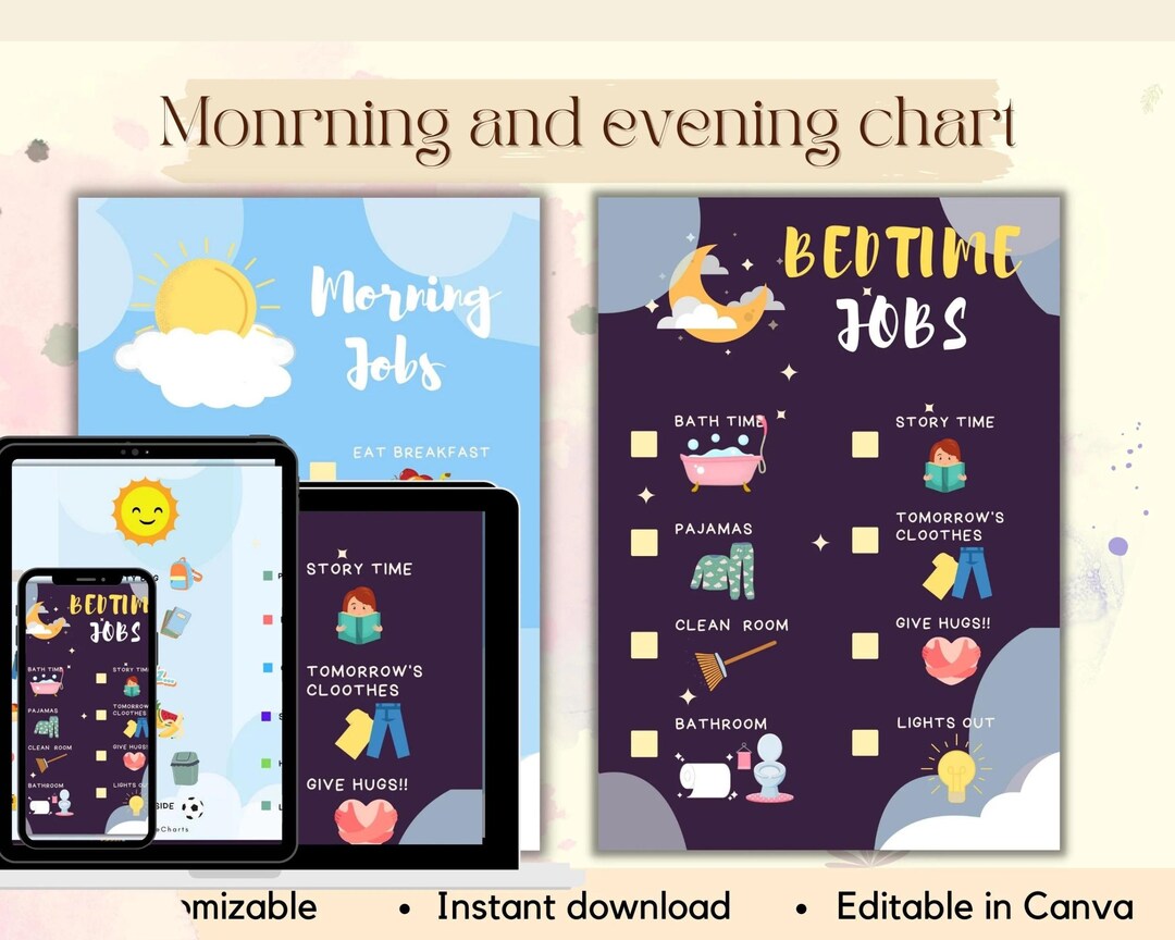 Morning and Nighttime Routine Checklist for Kids,visual Routines Cards ...