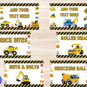 Construction Party Food Labels ,construction Food Labels, Construction ...