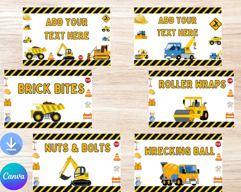 Construction Party Food Labels ,construction Food Labels, Construction ...