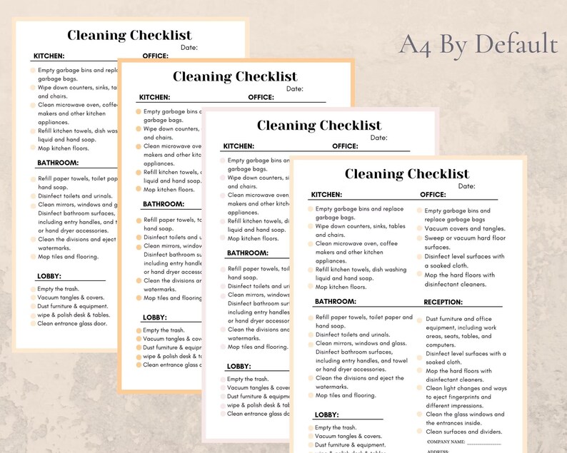 Commercial Cleaning Checklist,janitorial Checklist,cleaning Schedule ...