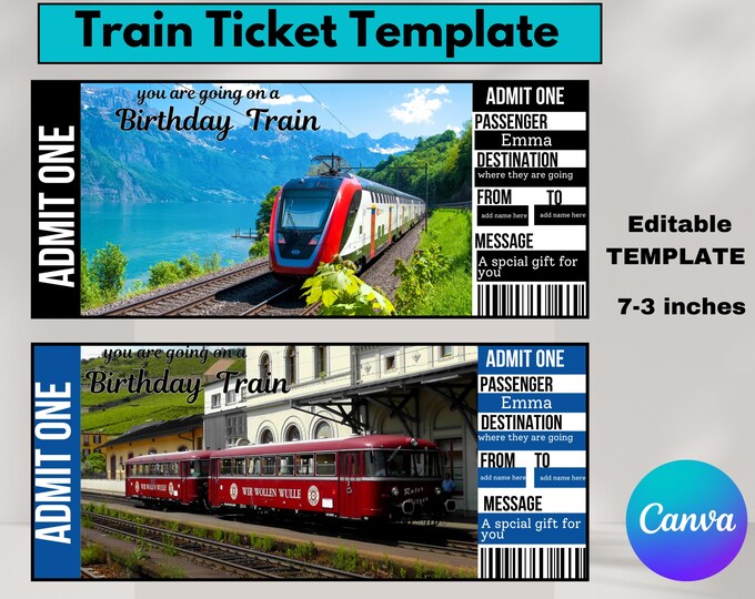 Train Ticket Invitation Printable Party Blank Ticket Admit One Diy ...