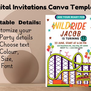 Roller Coaster Invitation, Roller Coaster Birthday Flyer, Birthday ...