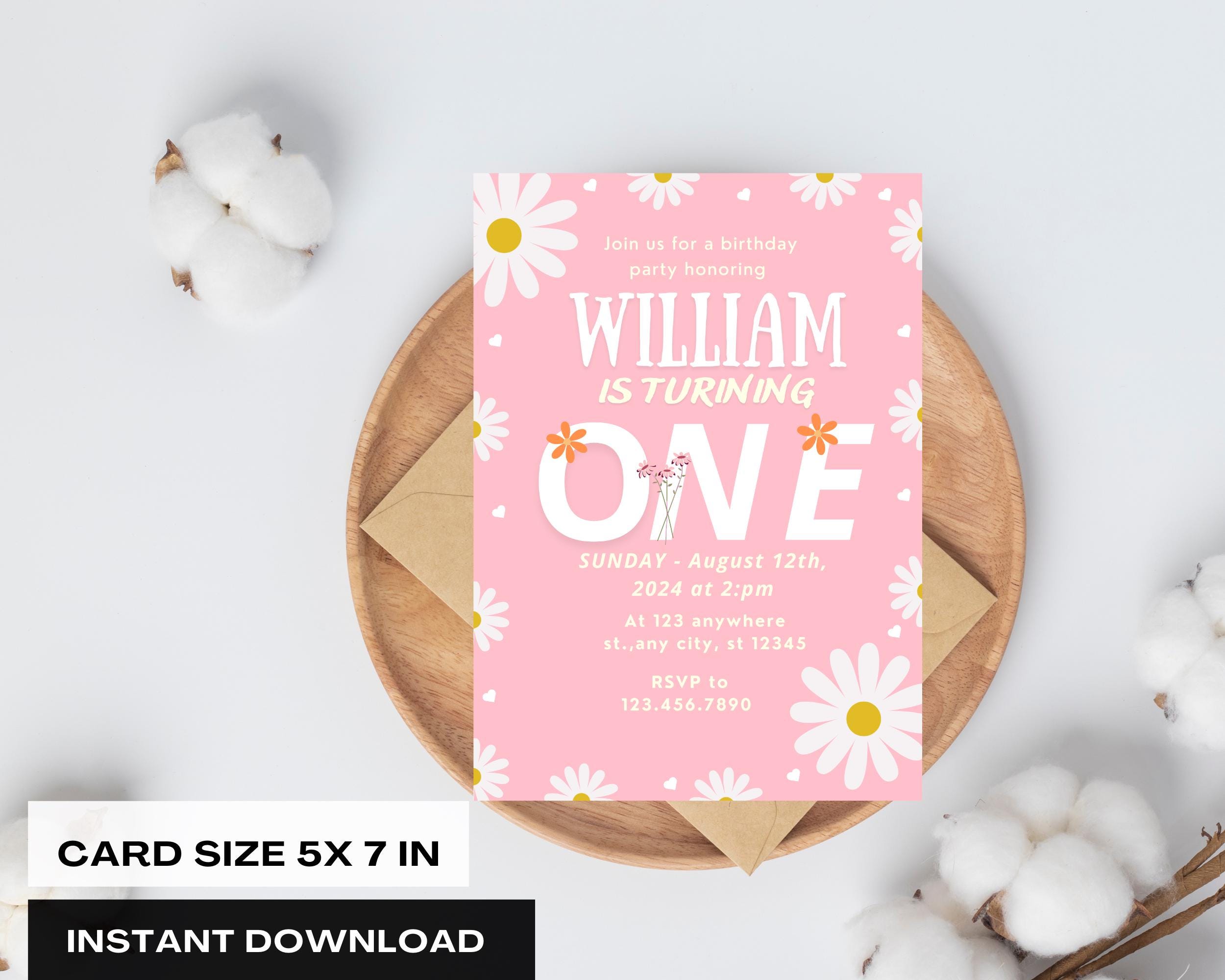 Printable Daisy Birthday Party Invitation, Daisy Birthday Invite ...