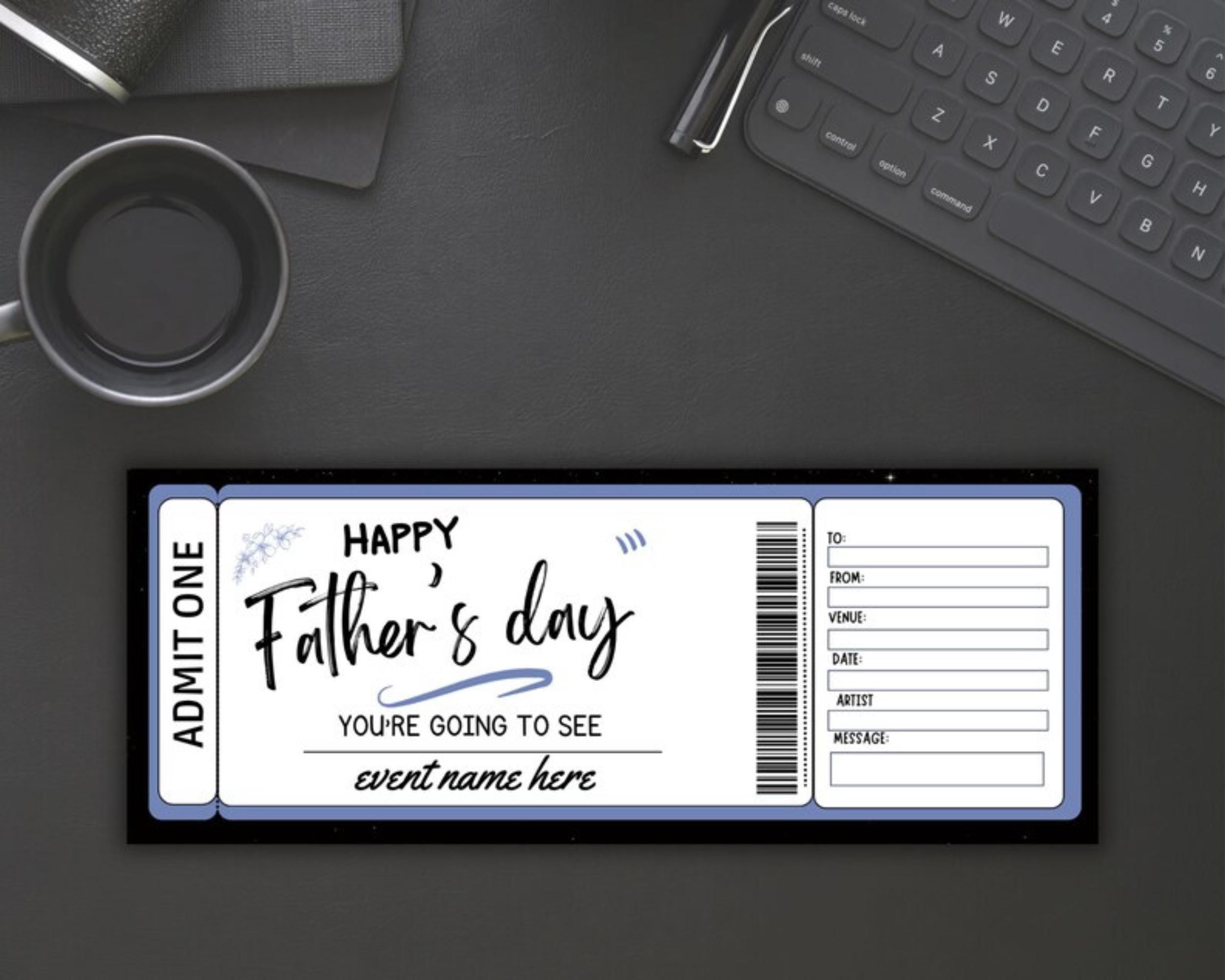 Printable Father's Day Surprise Ticket, Gift Ticket, Editable Ticket ...