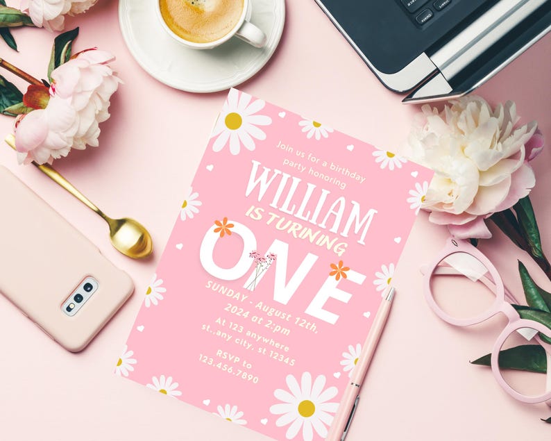 Printable Daisy Birthday Party Invitation, Daisy Birthday Invite ...