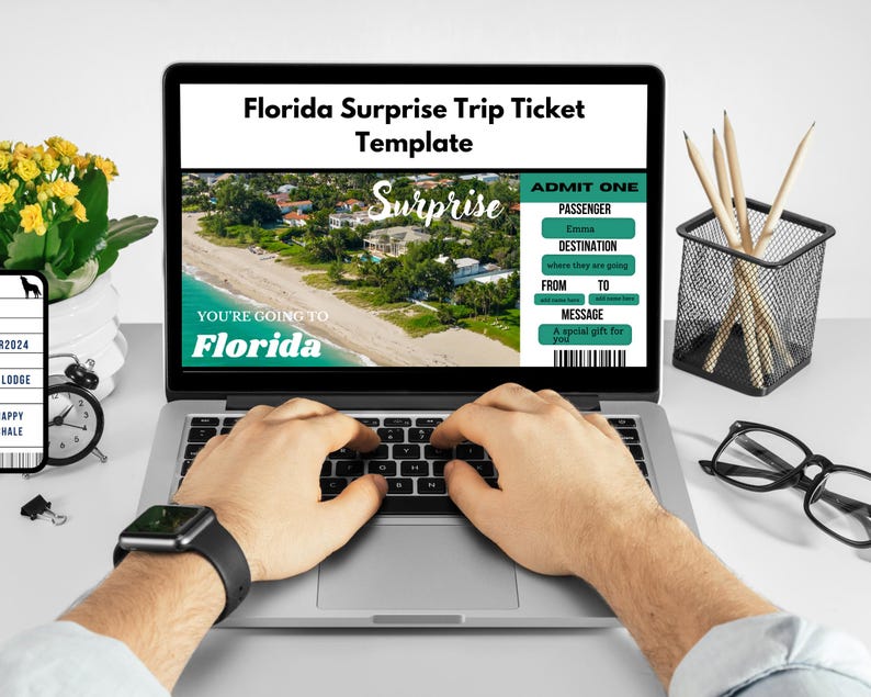 Florida Surprise Trip Ticket Template, Florida Surprise Ticket, You’re ...