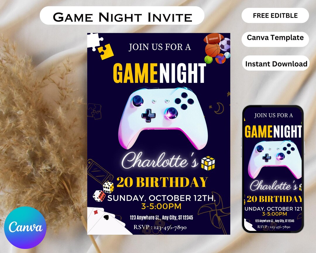Game Night Invite, Family Game Night, Game Night Games, Birthday Game ...