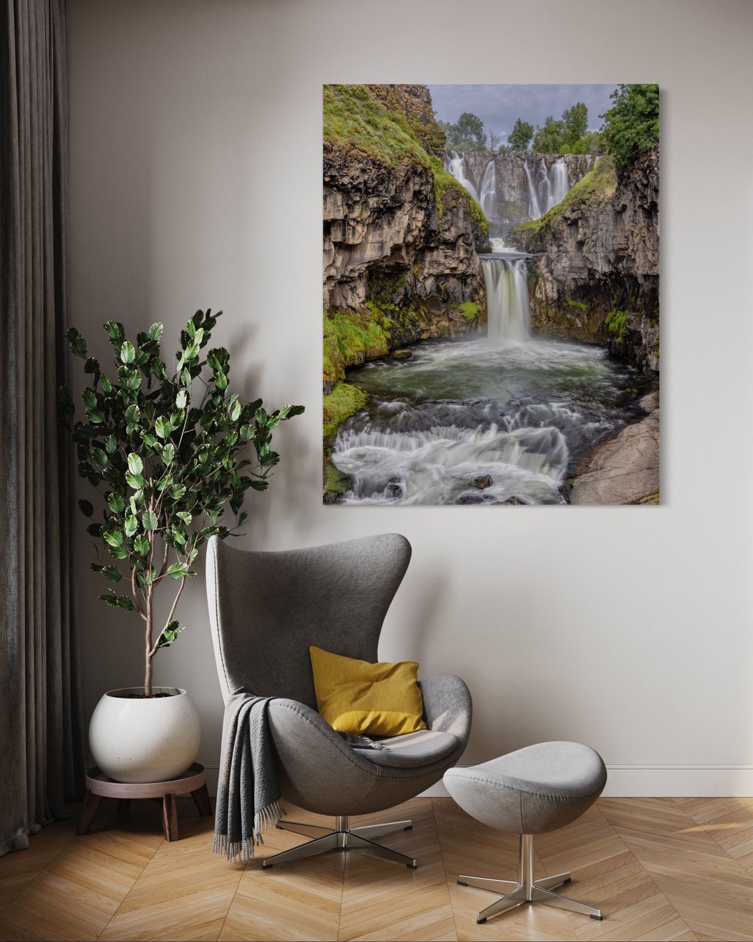 Waterfall Wall Decor Pacific North West Art, Framed Canvas Print ...