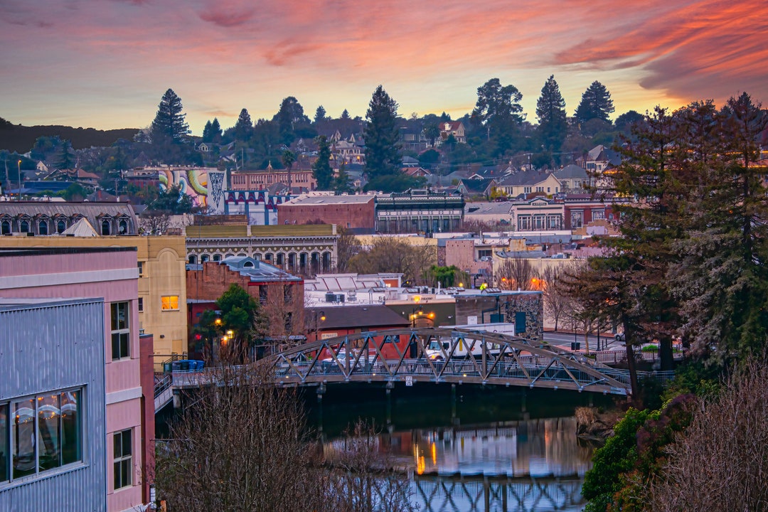 Sunset, Petaluma River Town Canvas Photo, Frame Option, Sonoma County ...