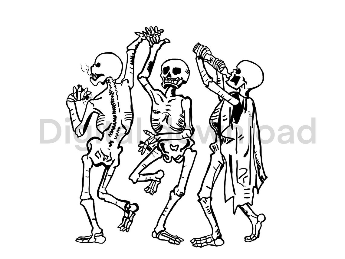 Dancing Skeleton Svg, Party Skeleton Svg, Halloween Skeleton Svg for ...
