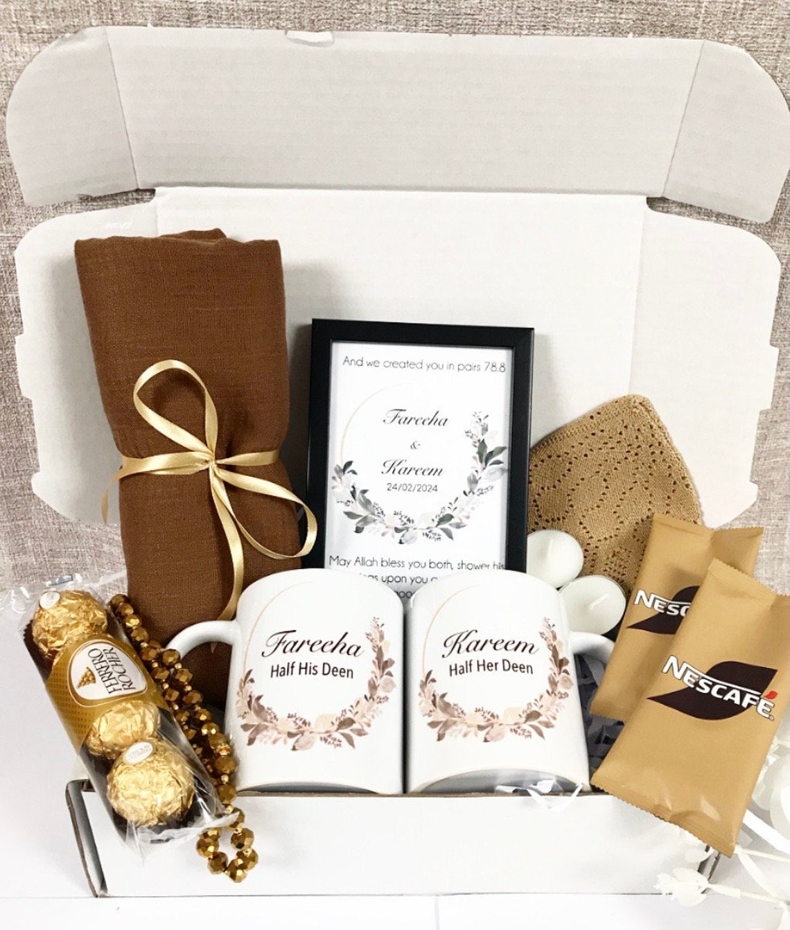 Luxury Personalised Couples Hamper Box Islamic Gift Revert Modest ...