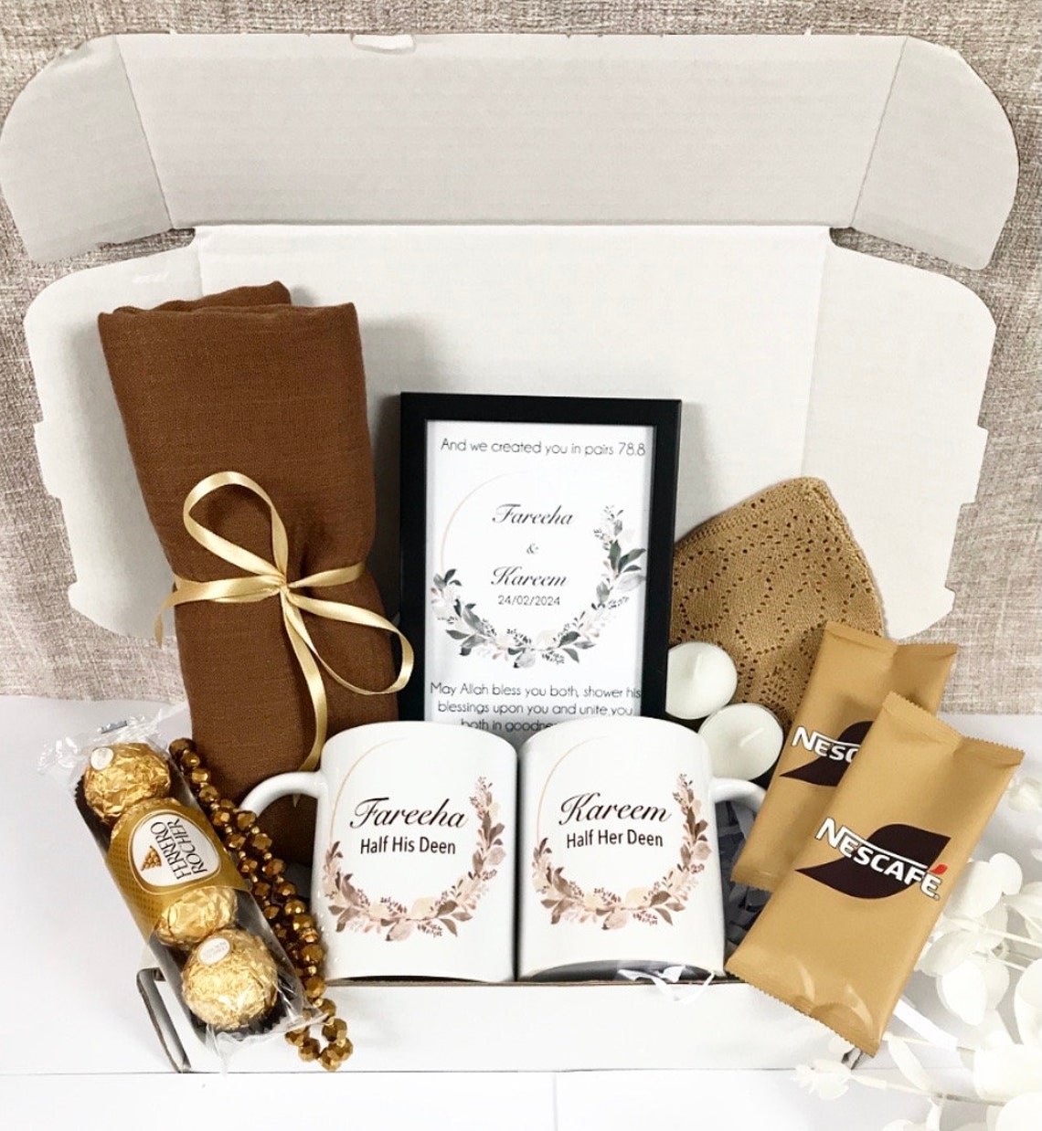 Luxury Personalised Couples Hamper Box Islamic Gift Revert Modest ...