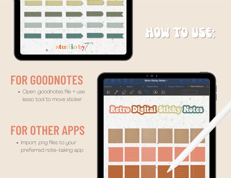 Retro Digital Sticky Notes | Instant Download | Digital Sticker Bundle ...