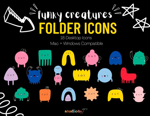 Funky Creatures Collection Desktop Folder Icons for Mac - Etsy