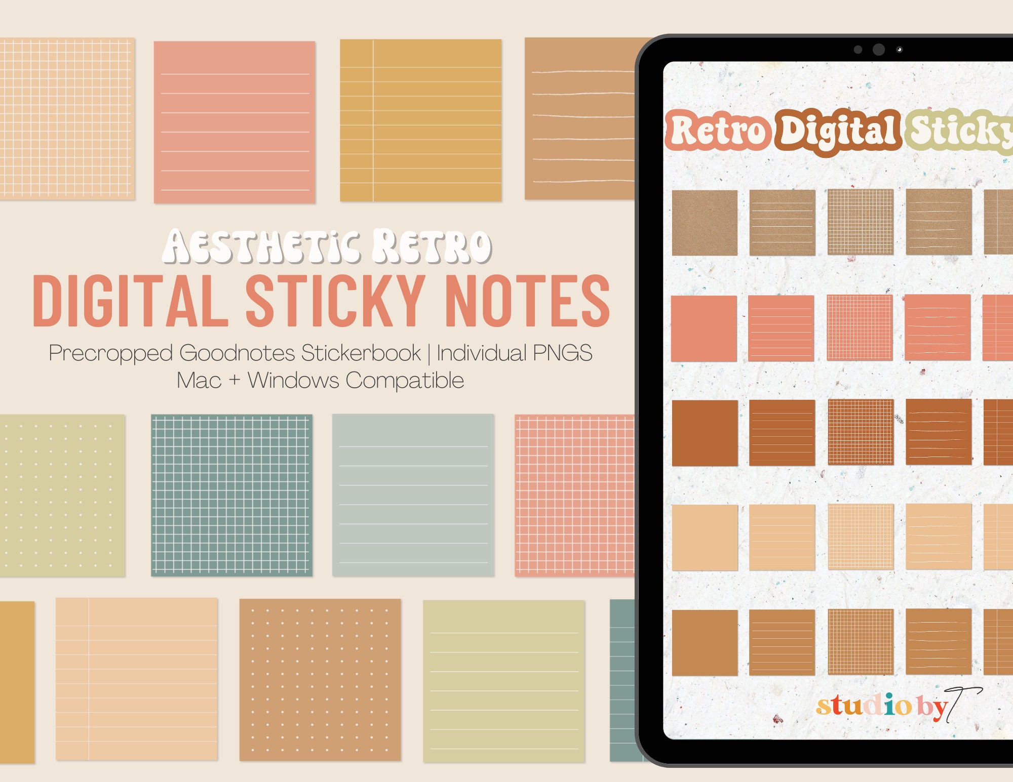 Retro Digital Sticky Notes | Instant Download | Digital Sticker Bundle ...
