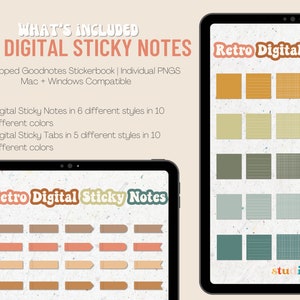 Retro Digital Sticky Notes | Instant Download | Digital Sticker Bundle ...