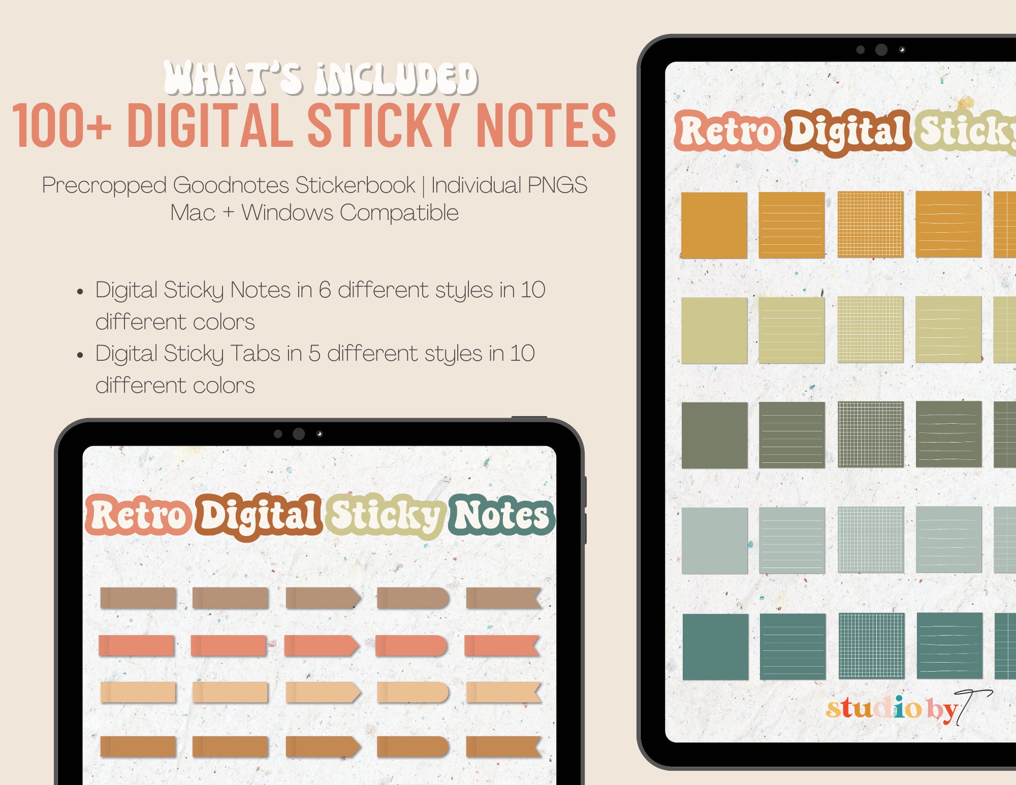 Retro Digital Sticky Notes | Instant Download | Digital Sticker Bundle ...