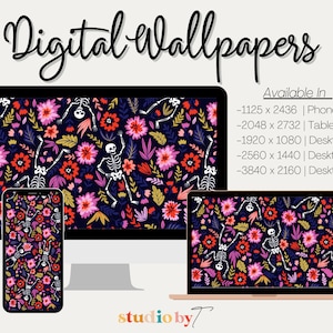 Floral Skeleton Wallpaper | (laptop Wallpaper, MacBook Wallpaper ...
