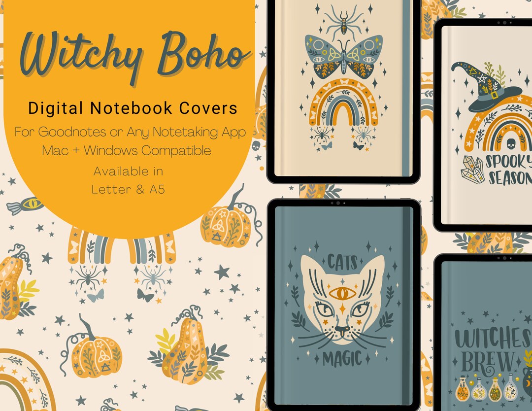 Witchy Boho Digital Notebook Covers | Instant Download (goodnotes ...