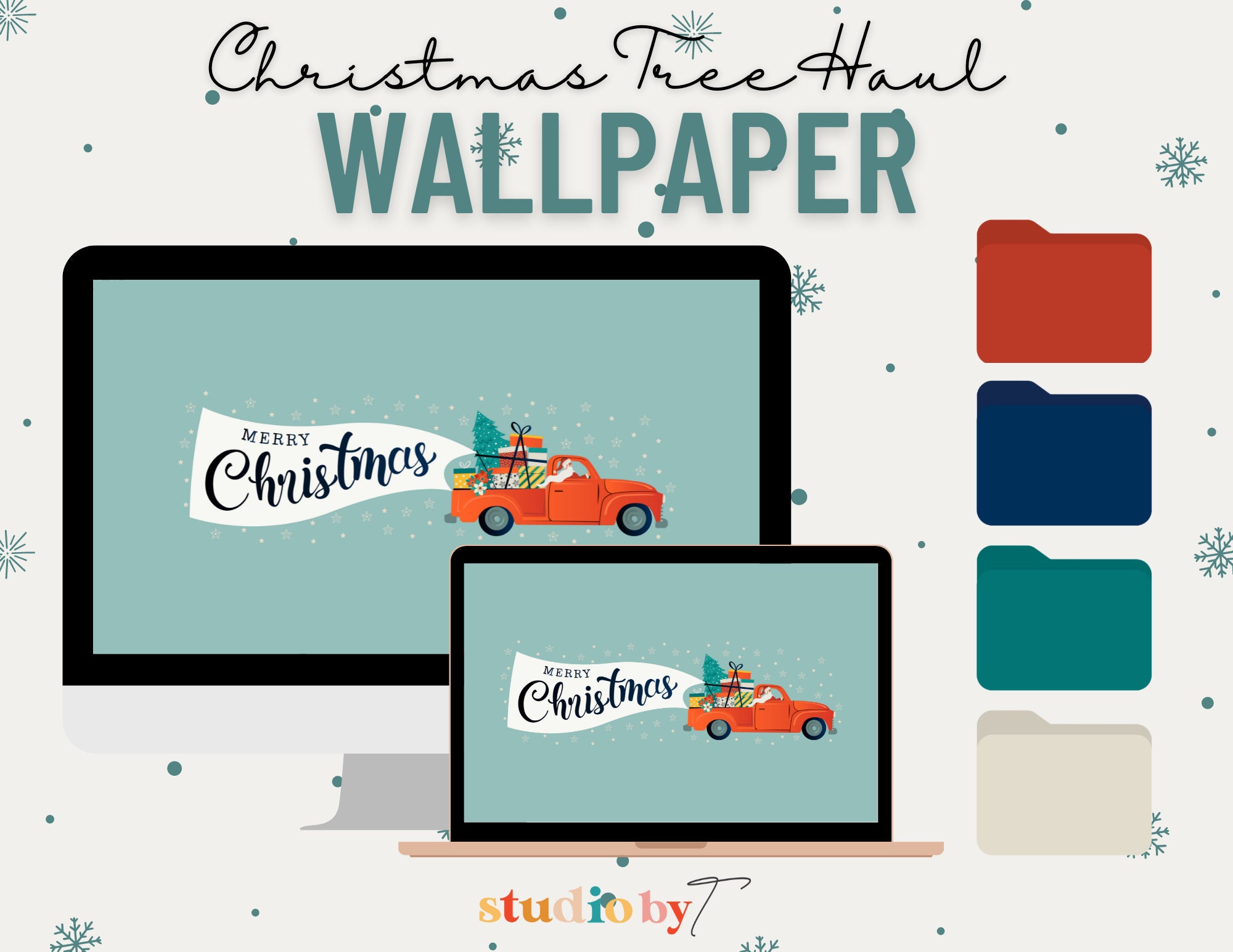 Christmas Tree Haul Desktop Wallpaper cute Winter Desktop - Etsy