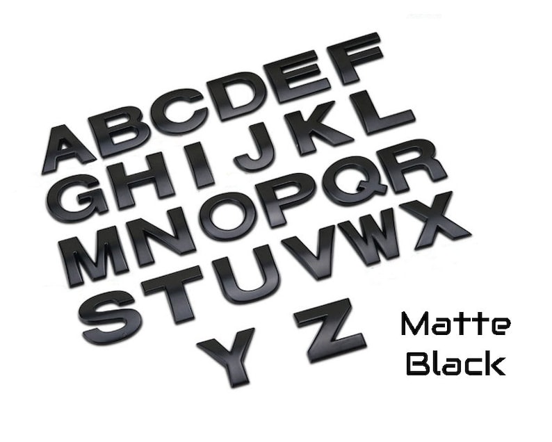 Custom Letters Numbers Emblem Badge Car Decal, Matte Black, 3D Quality ...