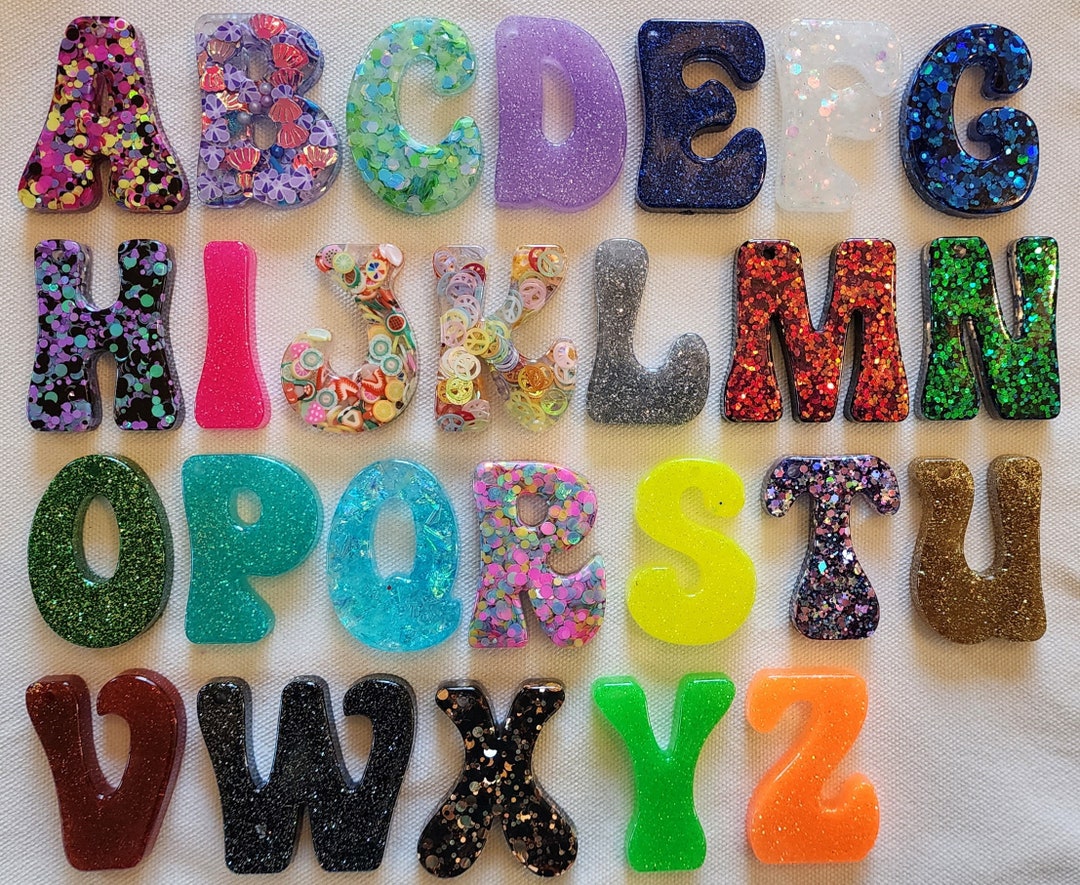 Kids Initial Key Chain Bubble Letter Key Chain Resin Key - Etsy