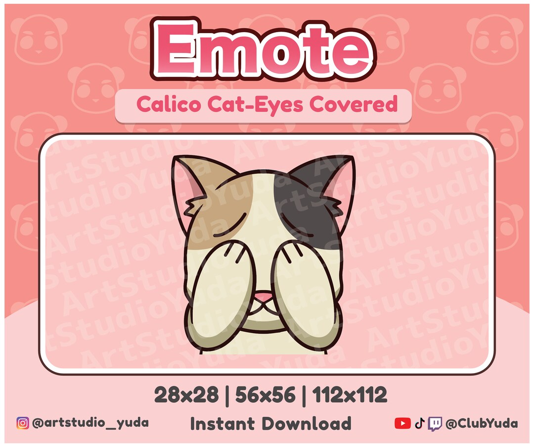 Cute Calico Cat Emote: Eyes Covered - Etsy