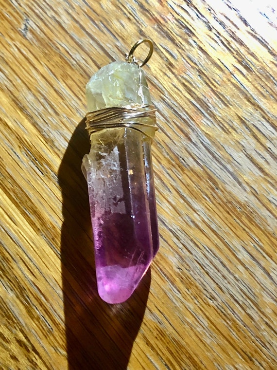 Fired Quartz Point Pendant Gold Wire Wrapped - Etsy