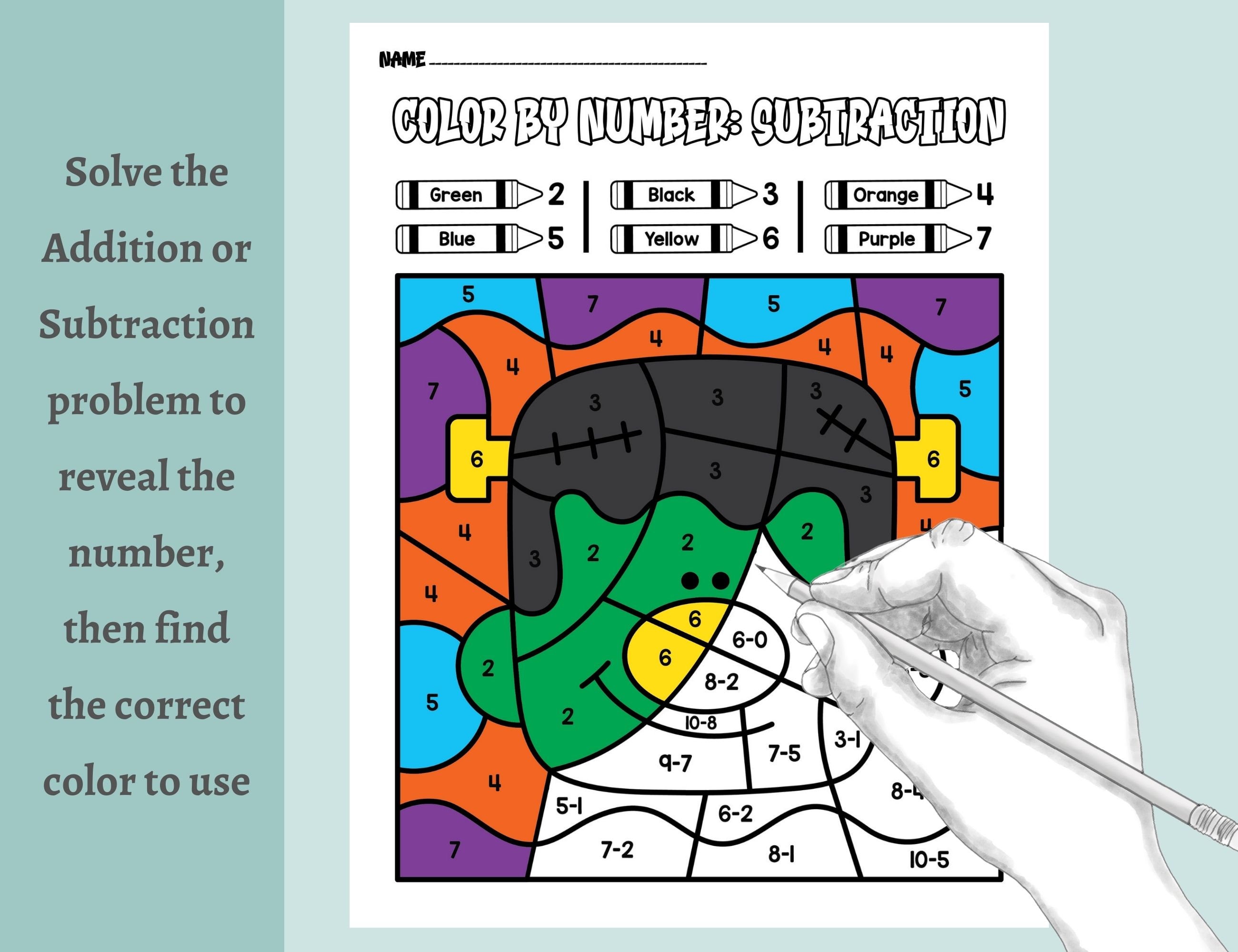 Halloween Color by Numbers Worksheets for Kindergarten-1st Grade ...