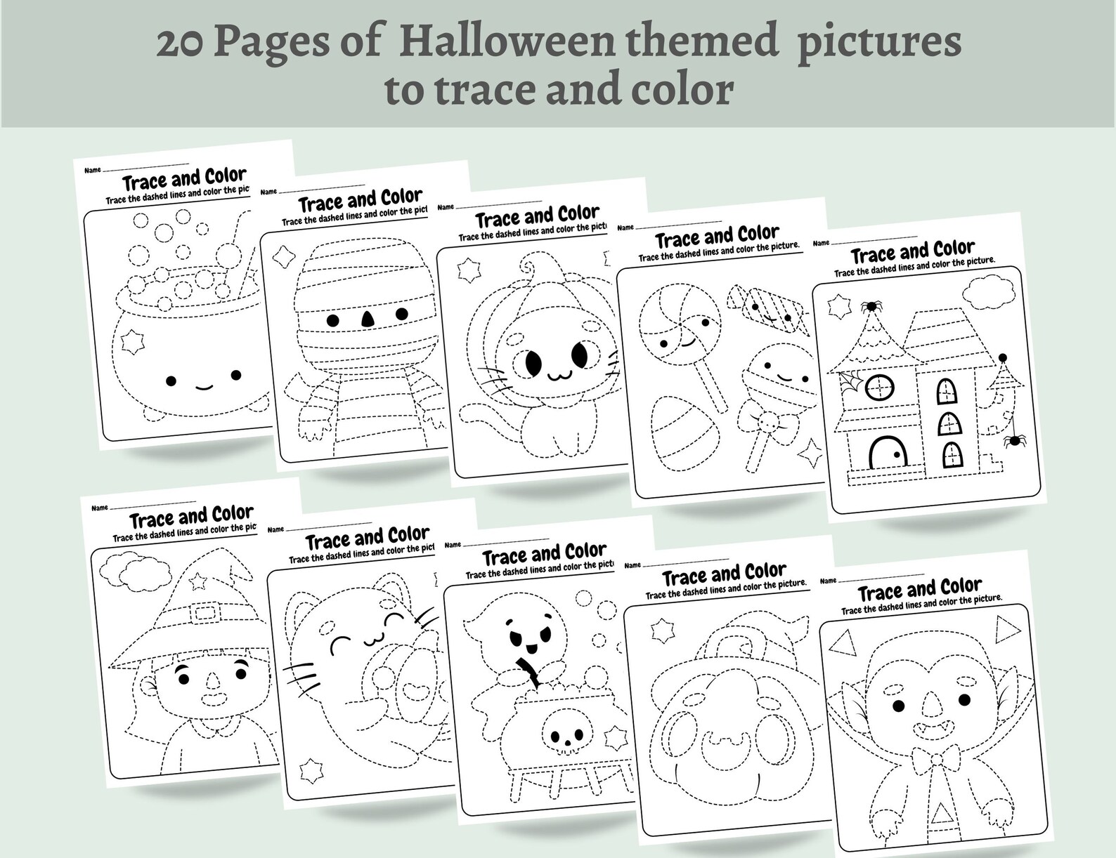 Halloween Trace and Color Sheets for Kindergarten-1st Grade, Halloween ...