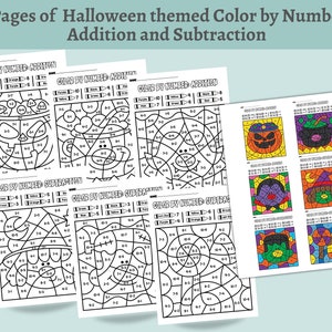 Halloween Color by Numbers Worksheets for Kindergarten-1st Grade ...