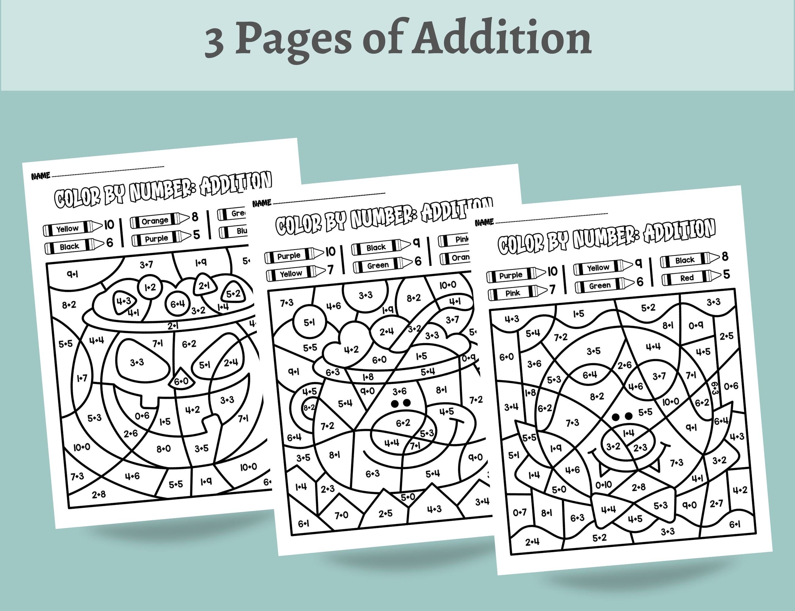 Halloween Color by Numbers Worksheets for Kindergarten-1st Grade ...