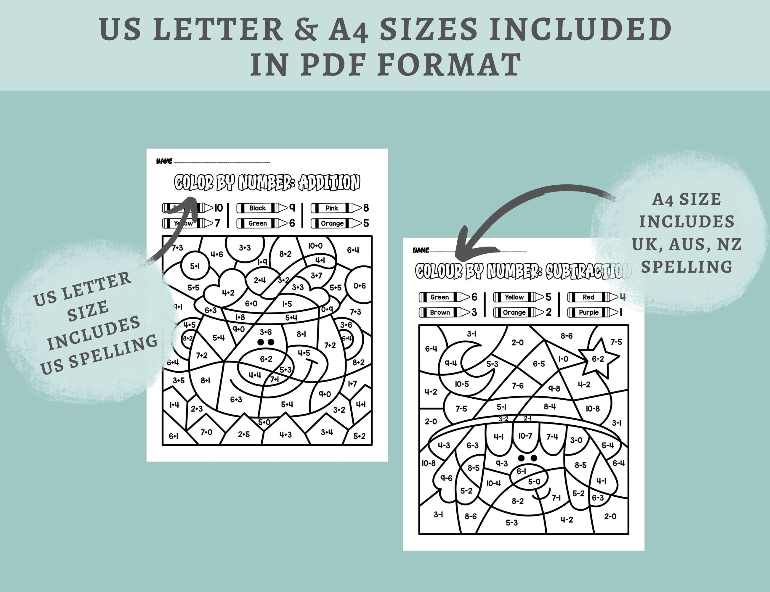 Halloween Color by Numbers Worksheets for Kindergarten-1st Grade ...