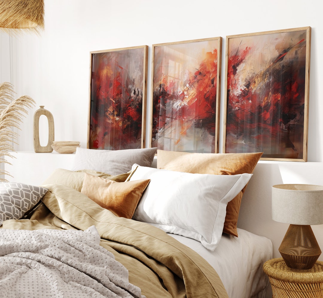 Red Abstract Expressionism Printable Wall Art, Modern Oil Digital ...