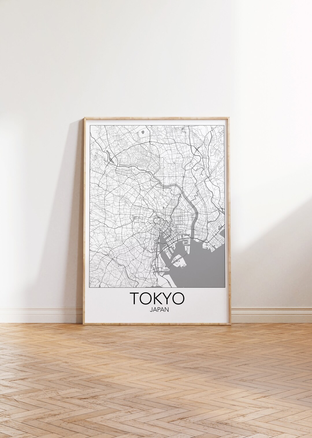 Tokyo Map Printable Wall Art, Black and White Streets Outline Wall ...