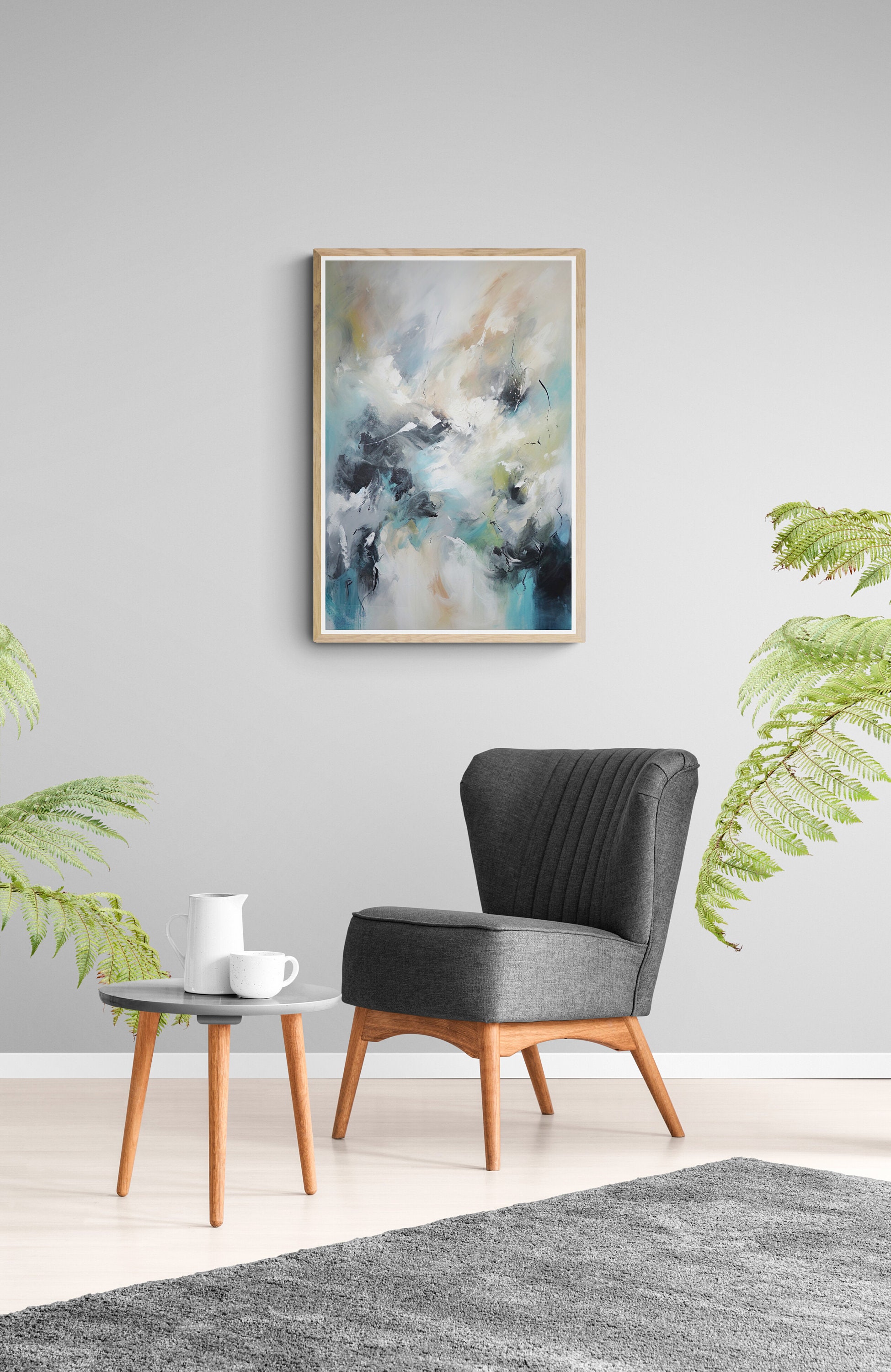 Soothing Blue Wall Art, Classy Artwork, Interior Design Fine Art ...